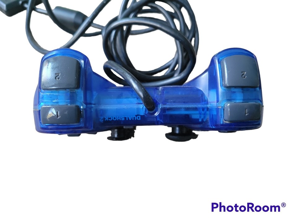 Sony Playstation 2 Dualshock 2 Analog Wired Controller Transparent Blue ...