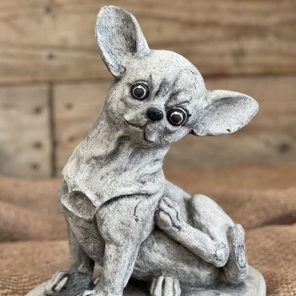 Concrete Chihuahua Figure Sitting Dog Memorial Outdoor Chihuahua Statue ...