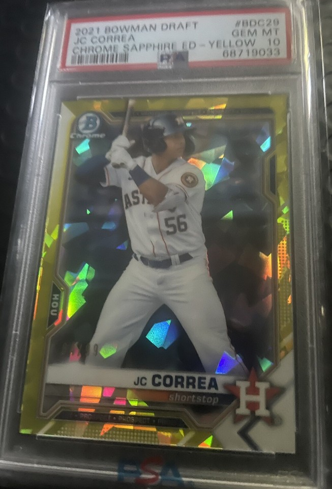 POP1🔥PSA 10 #84/99🔥JC Correa 2021 Bowman Chrome Draft Yellow Sapphire # ...