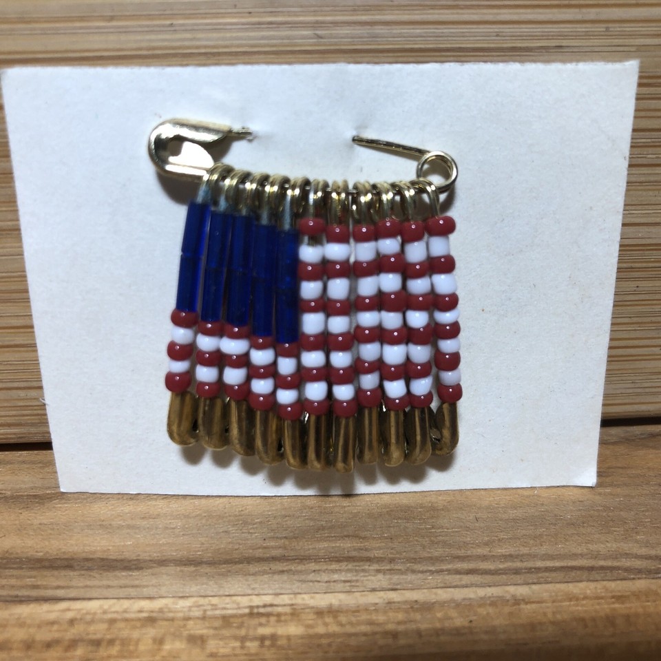 Patriotic USA Flag Pin American United States Flag Pin Beads & Safety ...