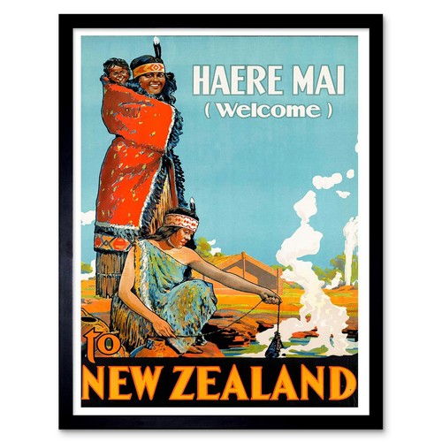 Travel Zealand Native Maori Welcome Costume Hot Spring 12X16 Inch ...