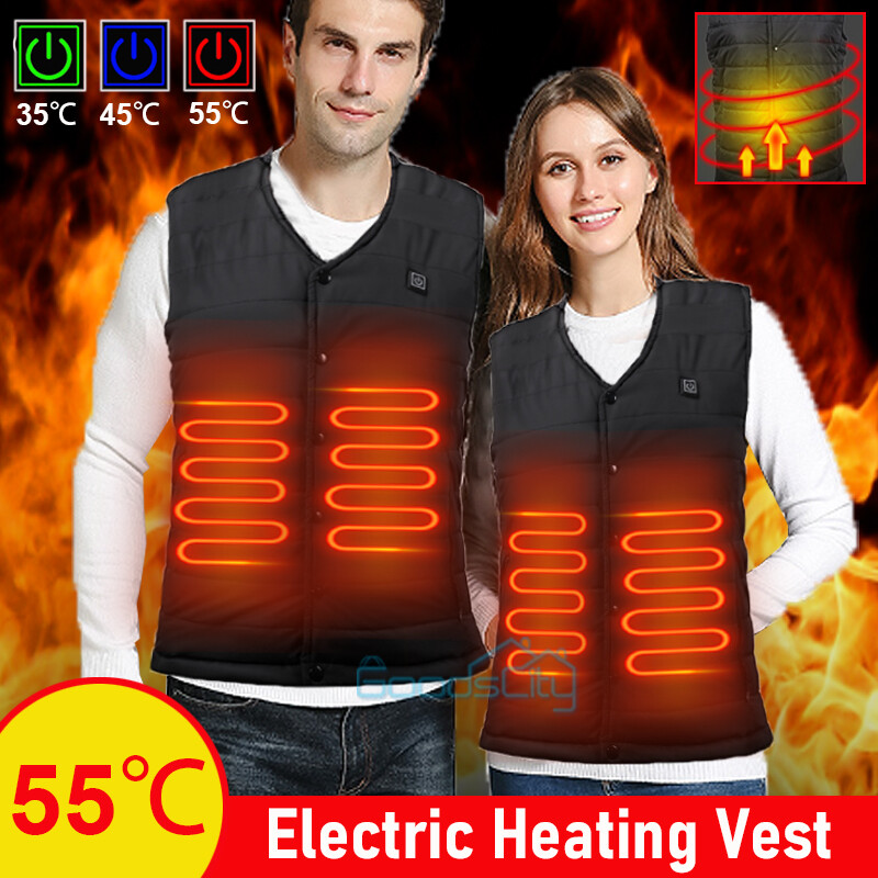 Heated Vest 15 Heating Zones Electric USB Jacket Winter Warm Men Women ...
