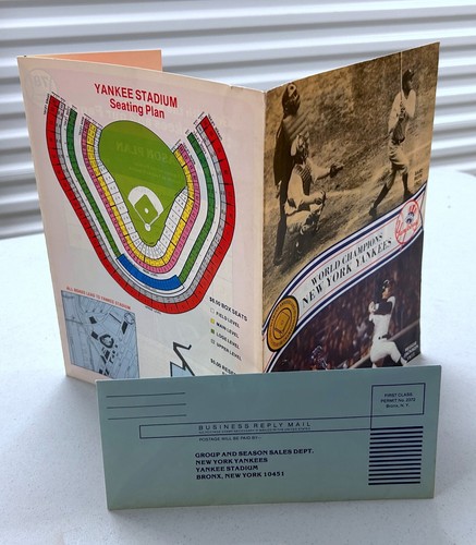 1978 World Champions NEW YORK YANKEES Season Tickets Pamphlet /Brochure ...