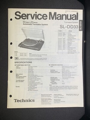 Technics SL-DD33 Service Manual Turntable System Original | eBay