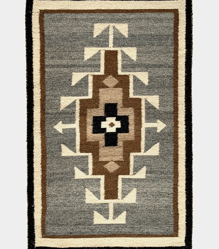 Navajo Two Grey Hills Rug w/ Spirit Line Fine Weave Geometric 15 x 25 ...
