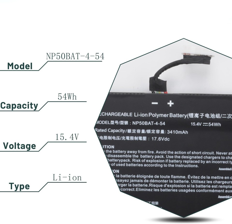 NP50BAT-4-54 Battery For Clevo X17 NP70 Schenker XMG Focus 16 Gigabyte ...