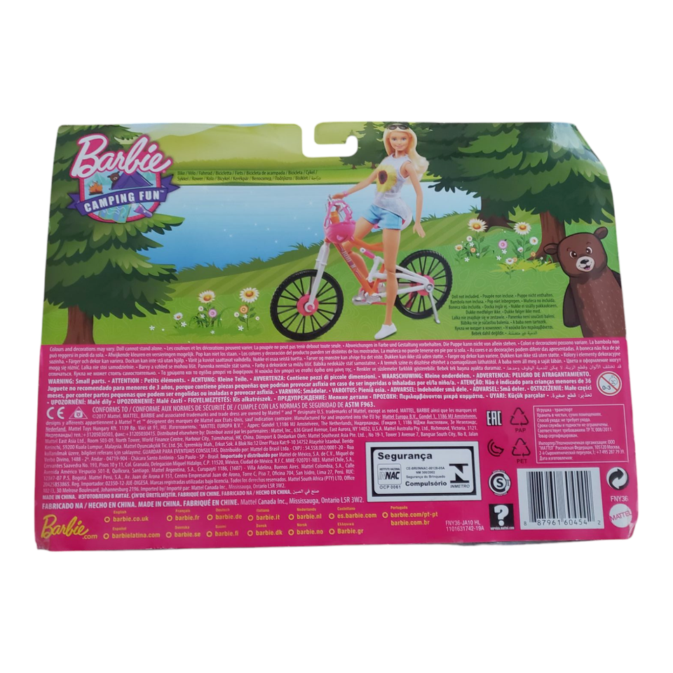 Barbie Mountain Bike with Doll Helmet & Accessories Play Set Pink Ages ...
