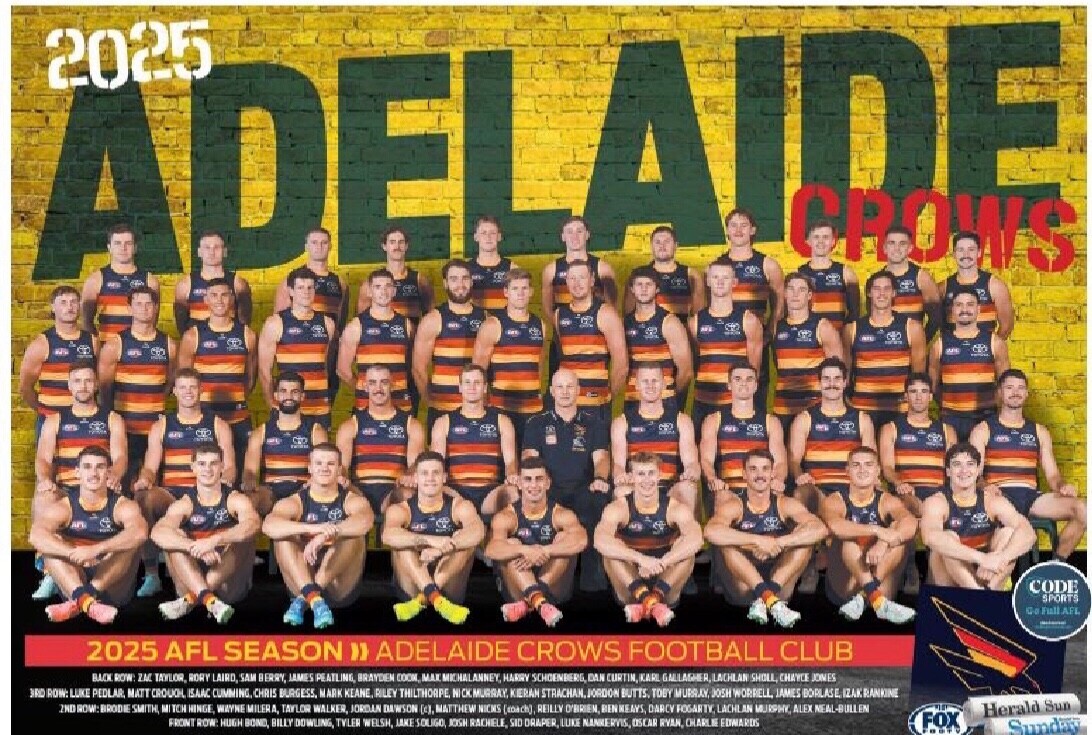 2025 Adelaide crows HUGE 590mmx420mm AFL FOOTBALL TEAM POSTER,BARGAIN,1 ...