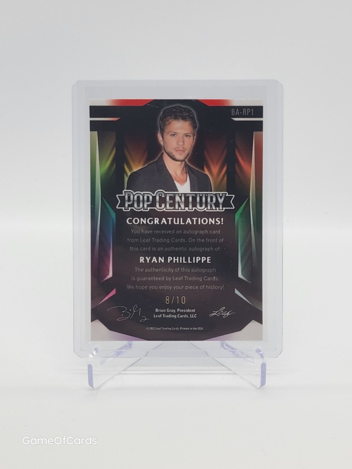 2023 Leaf Pop Century RYAN PHILLIPPE Authentic Auto Autograph 8/10 ️‍🔥🔥 ...