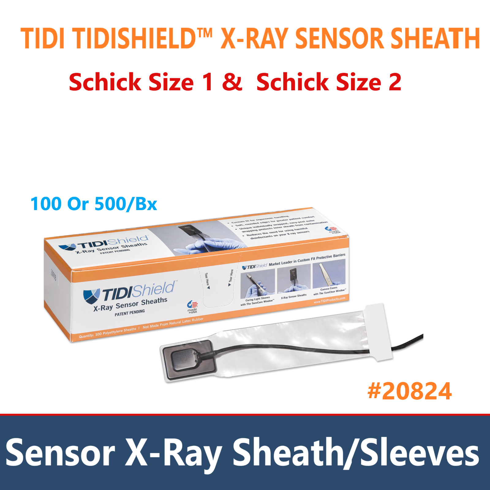 Dental Digital X-Ray Sensor Sleeve Sensor Cover For Shick 1 or Shick 2 ...