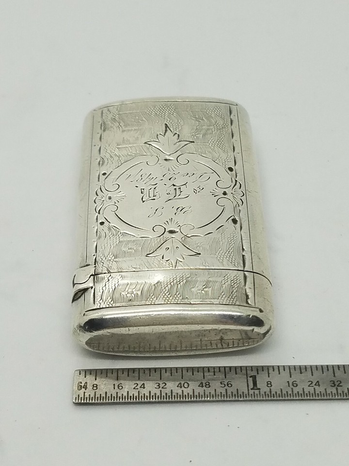Antique 1874 GORHAM Hand-decorated Bright Cut Sterling Silver Match Safe Vesta | eBay