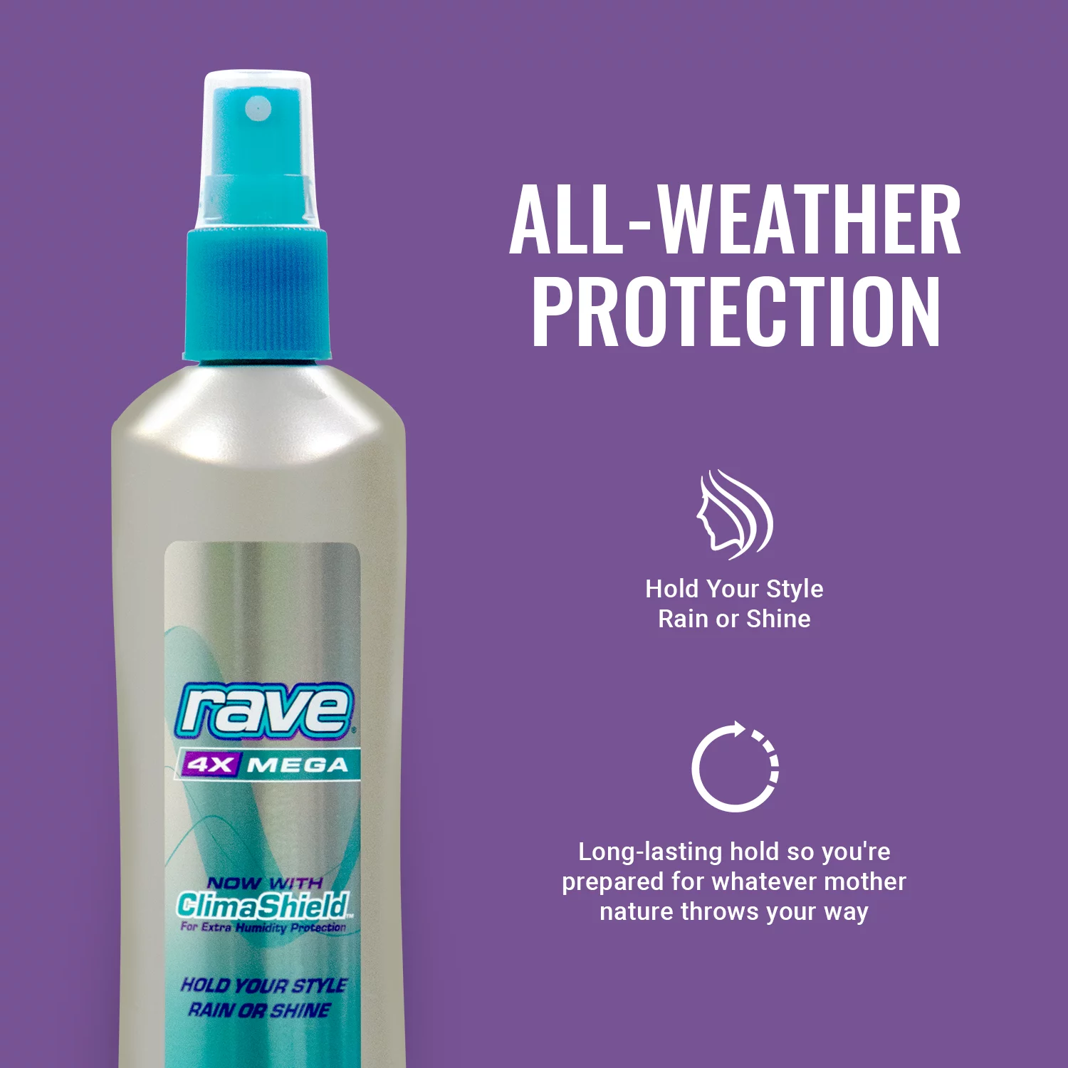 Rave 4X Mega Unscented Hairspray with Climashield, 11.0 FL OZ, Pack of ...