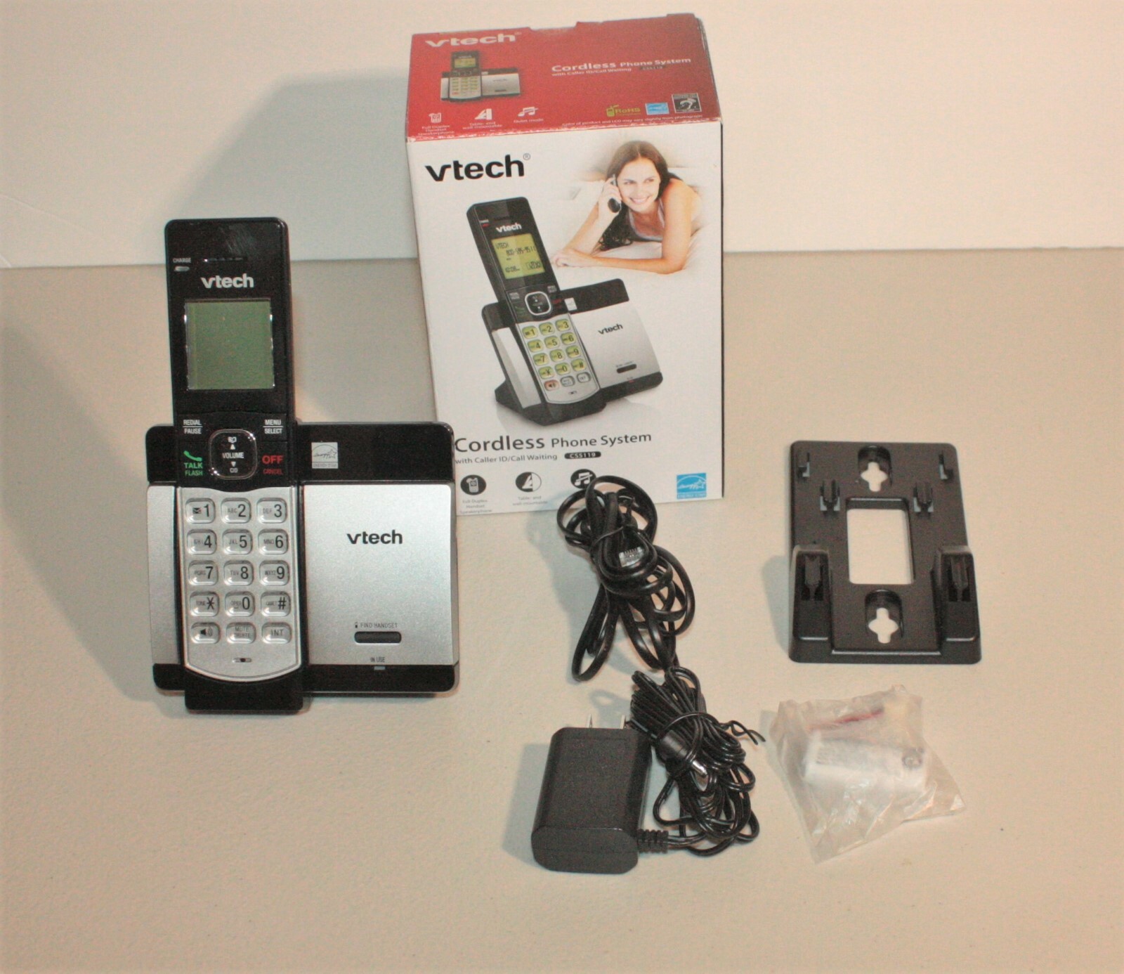 VTech DECT 6.0 Expandable Cordless Phone w/Caller ID Silver (CS5119) | eBay