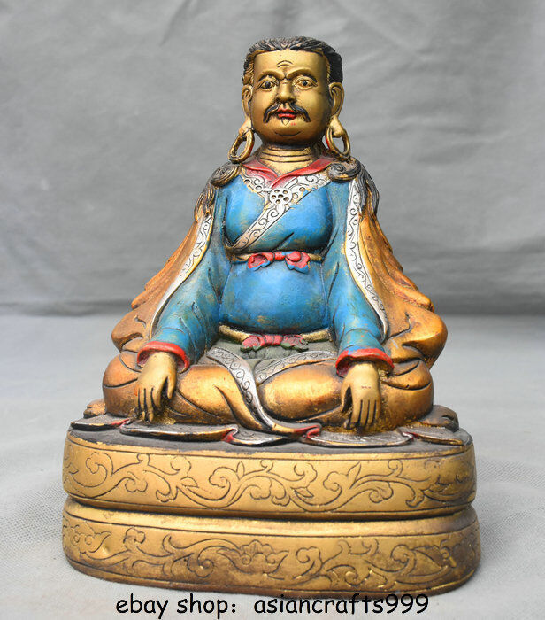 8.4 "Tibet Buddhismus Bronze Malerei Guru Lama Meister Buddha Statue ...