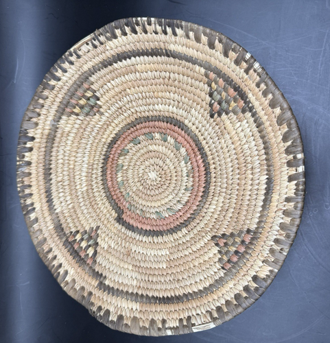 Vintage African Nigerian Hausa Coil Woven 10" Raffia Shallow Basket | eBay