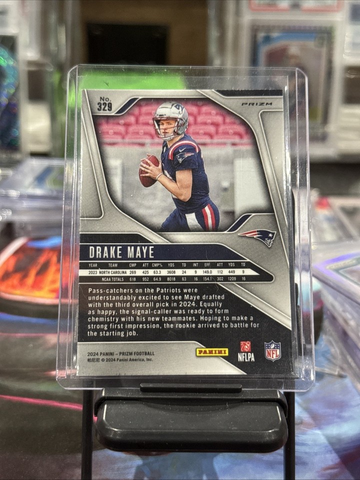 2024 Panini Prizm Drake Maye Red Prizm SSP #329 New England Patriots RC ...