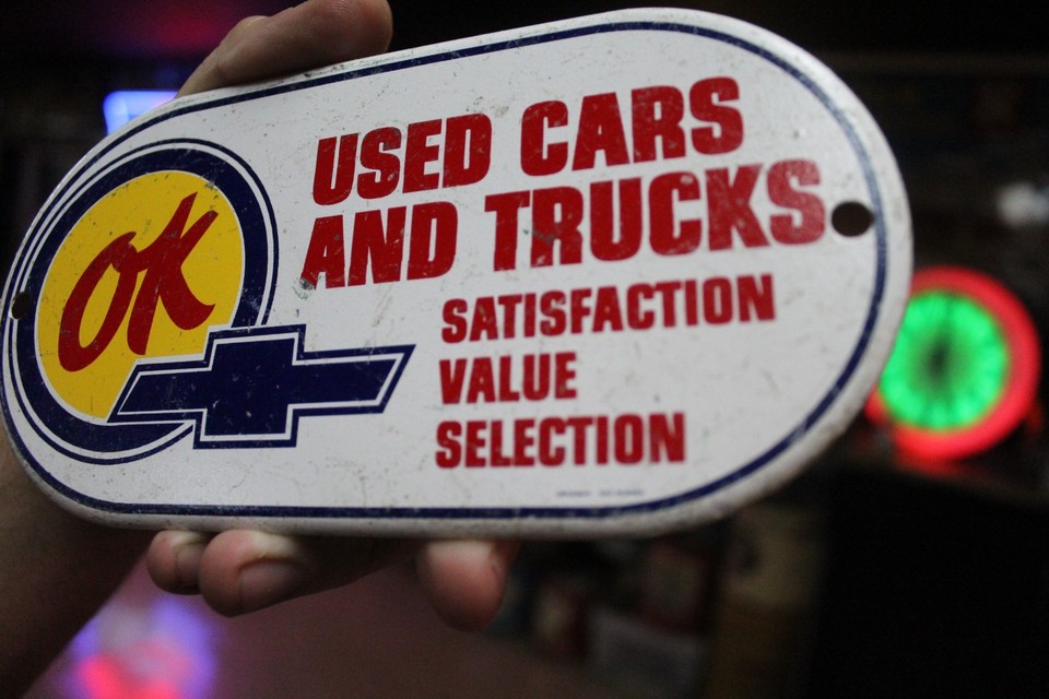 RARE 1950s CHEVROLET OK USED CARS AND TRUCKED PAINTED STAMPED METAL ...