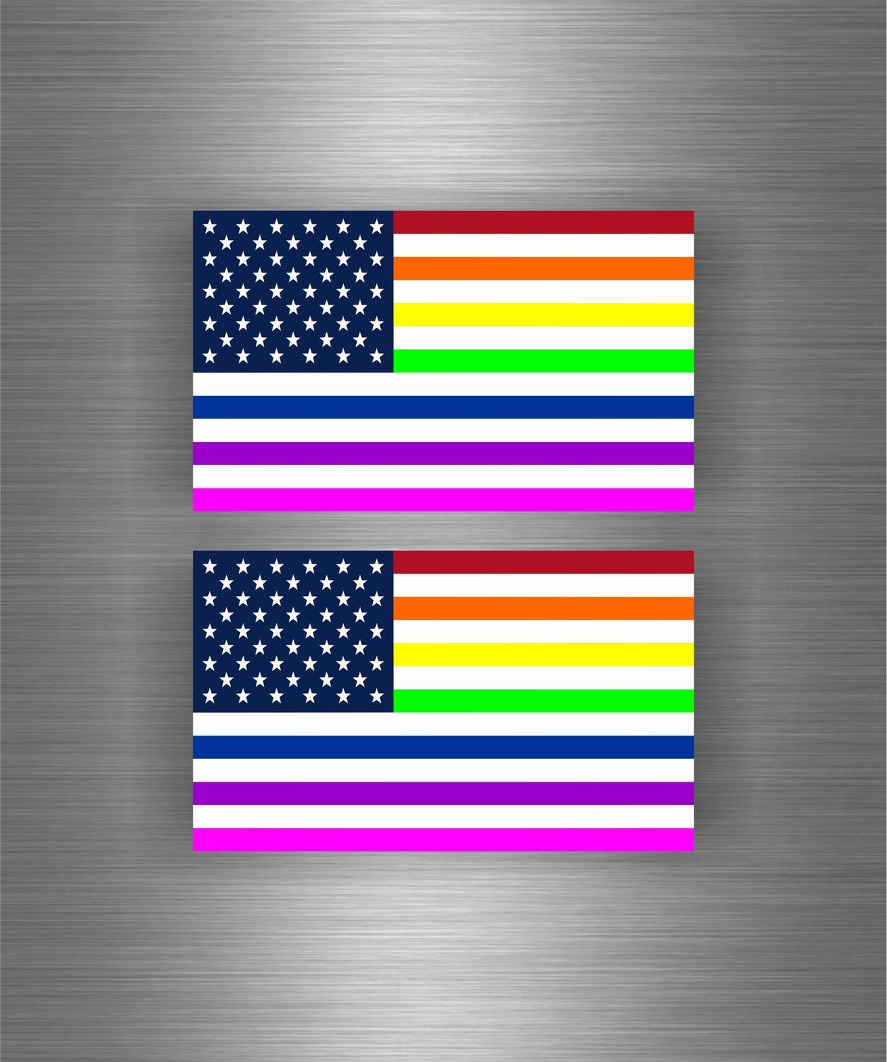 2X Sticker USA Rainbow American Flag Car Motorcycle | eBay