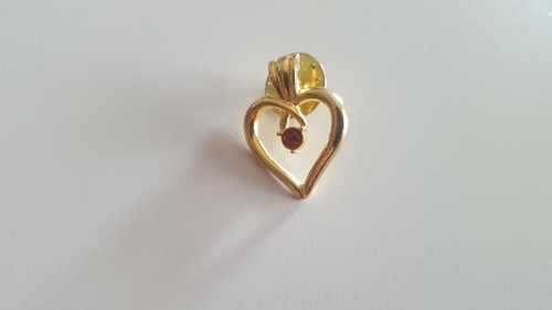 HEART SHAPPED GOLD COLORED PIN WITH RED COLOR STONE | eBay
