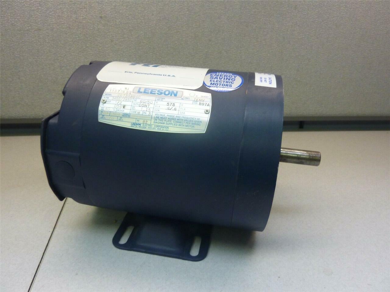 LEESON Model C6T34NB6C Cat #110714.00 1/2 HP Electric Motor 3450 ...
