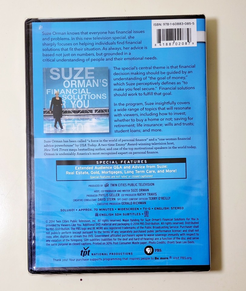 Suze Orman's Financial Solutions For You DVD, Brand New, Sealed, Free ...