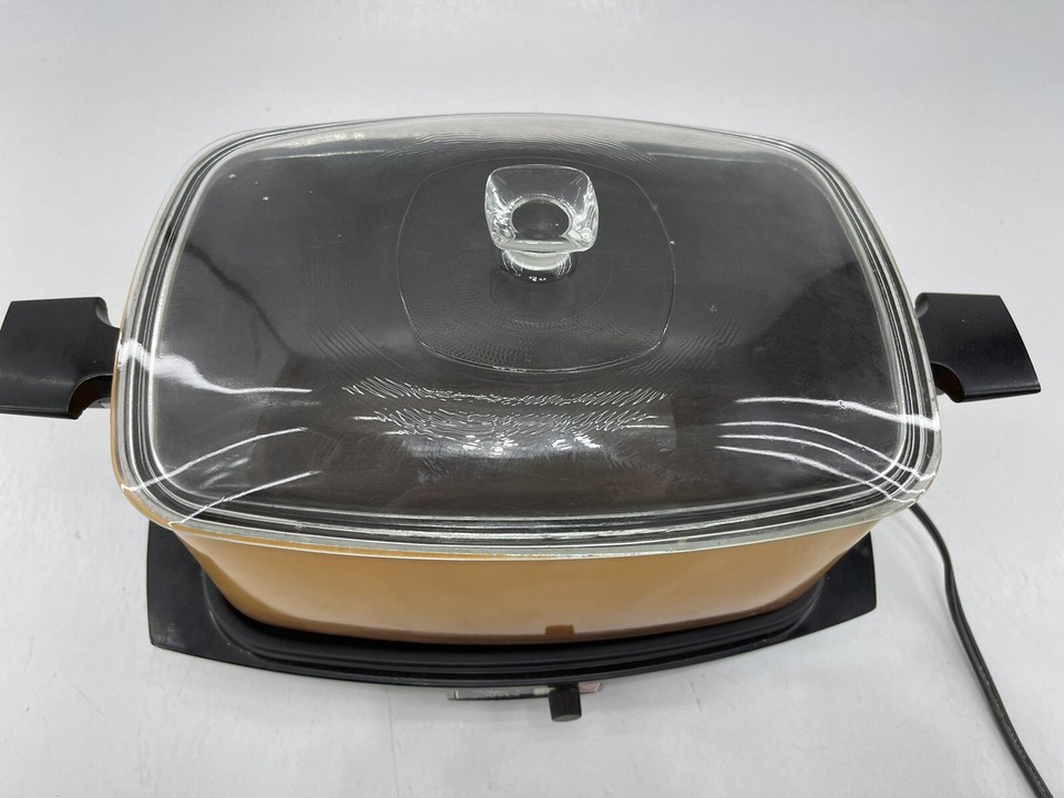 Vintage West Bend 6 Qt Slow Cooker Rectangle Crock Pot Orange Brown ...