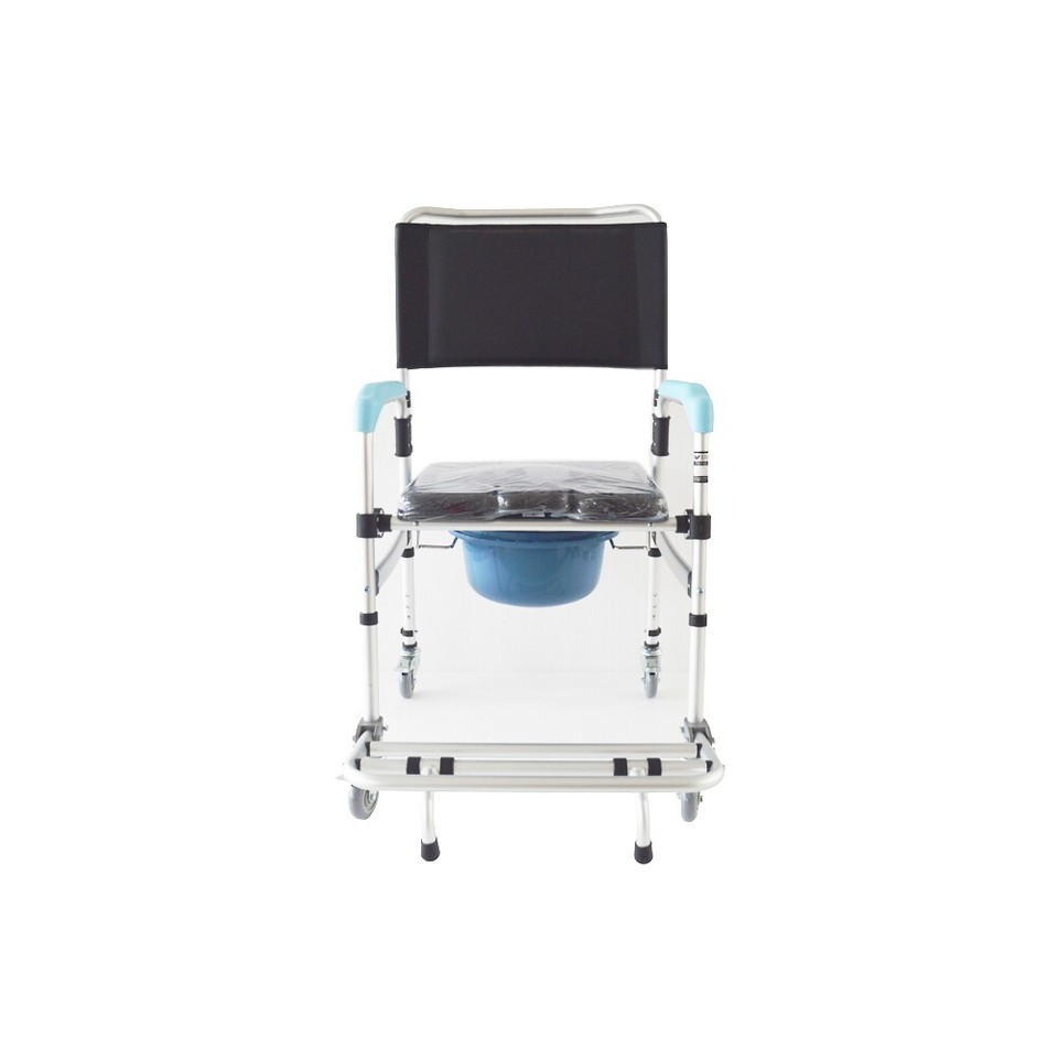 Mobile Shower Chair Elderly Bathroom Aid Stool Adult Potty Wheelchair ...