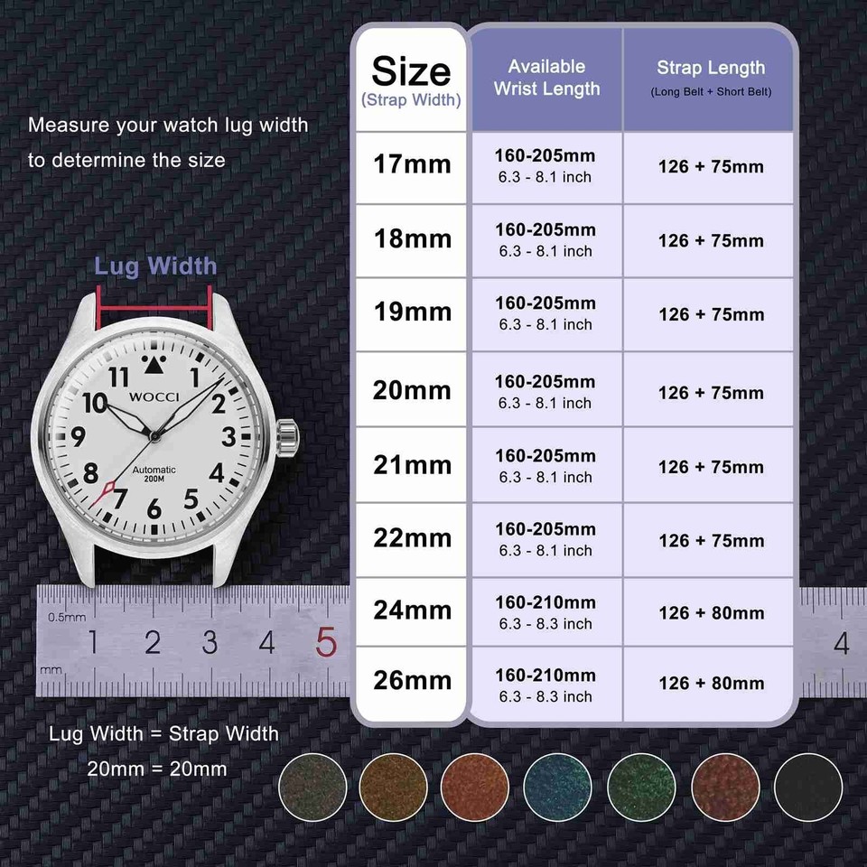 WOCCI Top Grain Leather Watch Band 17 18 19 20 21 22 24 26mm Men Watch ...