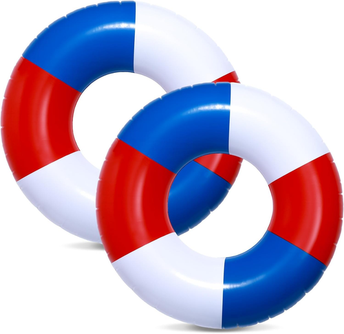 Inflatable Swimming Float Toys 35Inch Red White and Blue Swim Rings ...