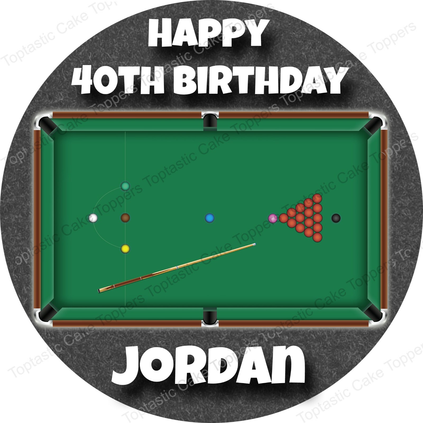Personalised Snooker Table Game Sport Edible Icing Birthday Party Cake ...