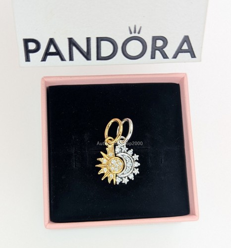 New 100% Authentic PANDORA 14k 925 Splitable Sun & Moon Dangle Charm ...
