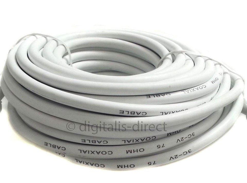 25m Coaxial TV Extension Kit Aerial Cable Coax Lead Television Wire ...