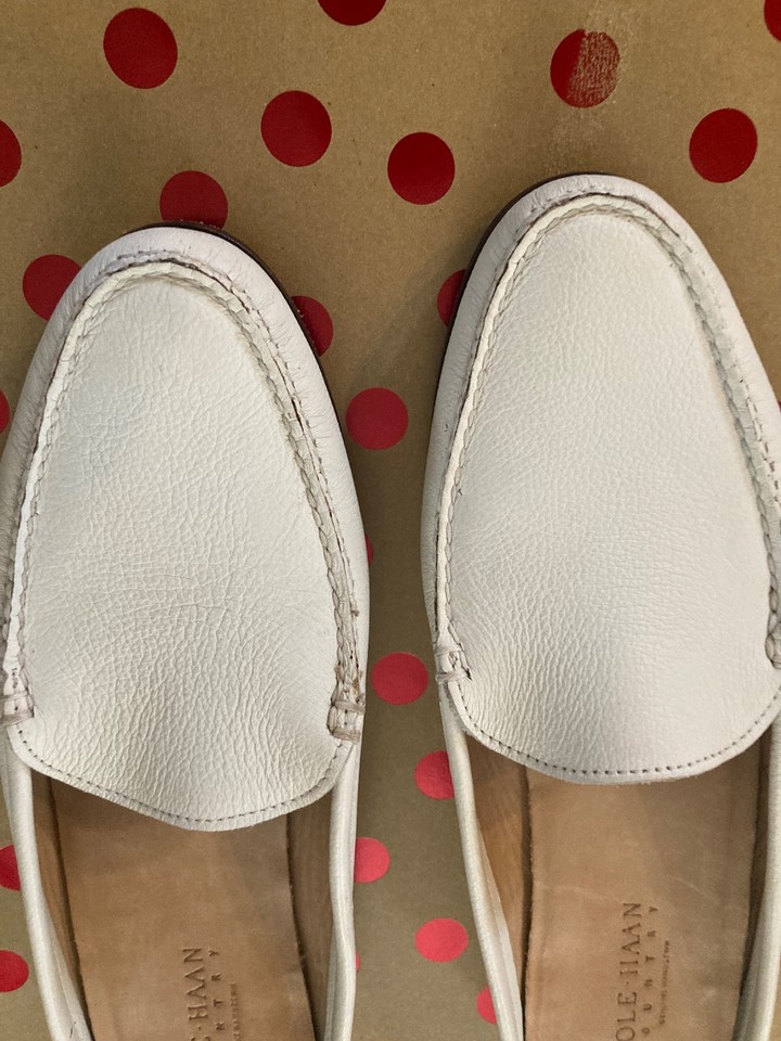 Cole Haan White Leather Mules Loafers Women's Sz 10.5 Quiet Luxury EUC ...