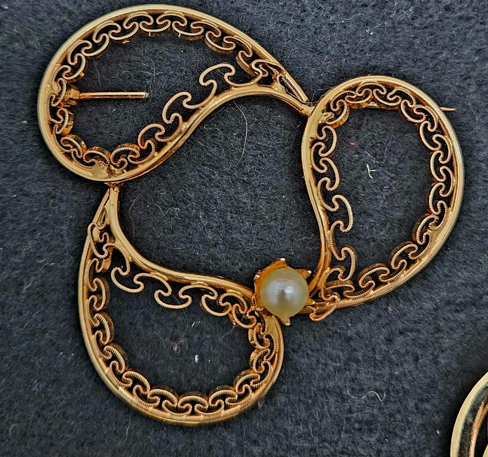 Vintage Gold Tone Brooch Lot Of 5 Faux Pearls | eBay