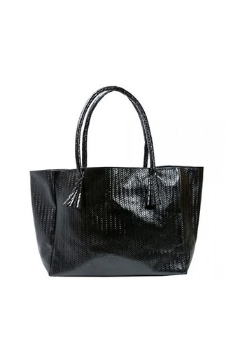 AREA STARS Textured Leather Bedford Tote Bag Black | eBay