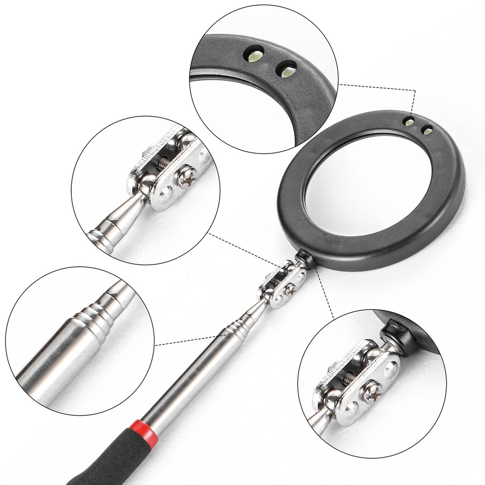 KABUDA 4PCS Telescoping Inspection Mirror LED Lighted Inspection Mirror ...