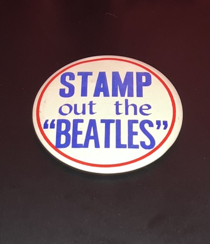 STAMP Out The “BEATLES” Scarce Anti Beatles button ORIGINAL 1964 BW ...