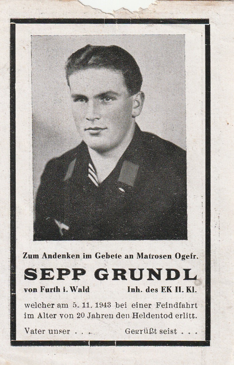 German WW2 Death Card * ORIGINAL * Kriegsmarine U-226 - Sunk 1943 North ...