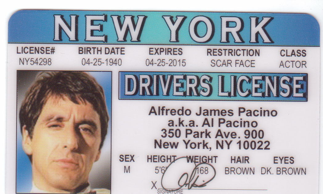 Al Pacino actor / Star of SCARFACE collectors card Drivers License | eBay