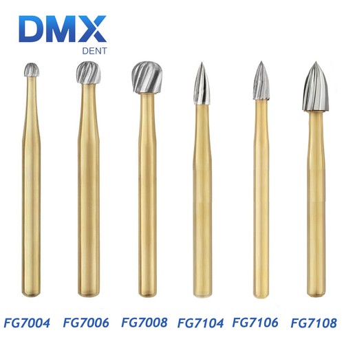 DMXDENT Dental Tungsten Carbide FG Burs Gold Plated 7004/7006/7104/7106 ...
