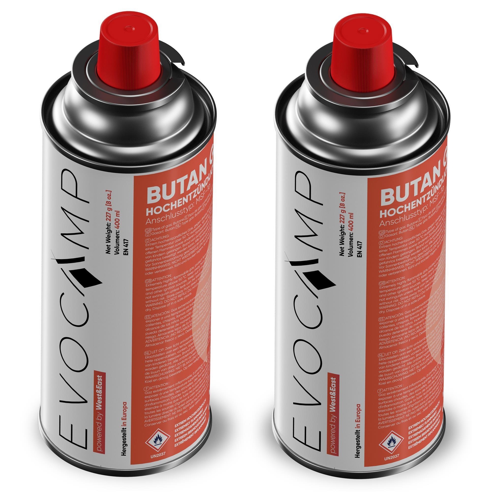 EVOCAMP Butan Gaskartuschen 227g Typ MSF-1a ideal für Campingkocher ...