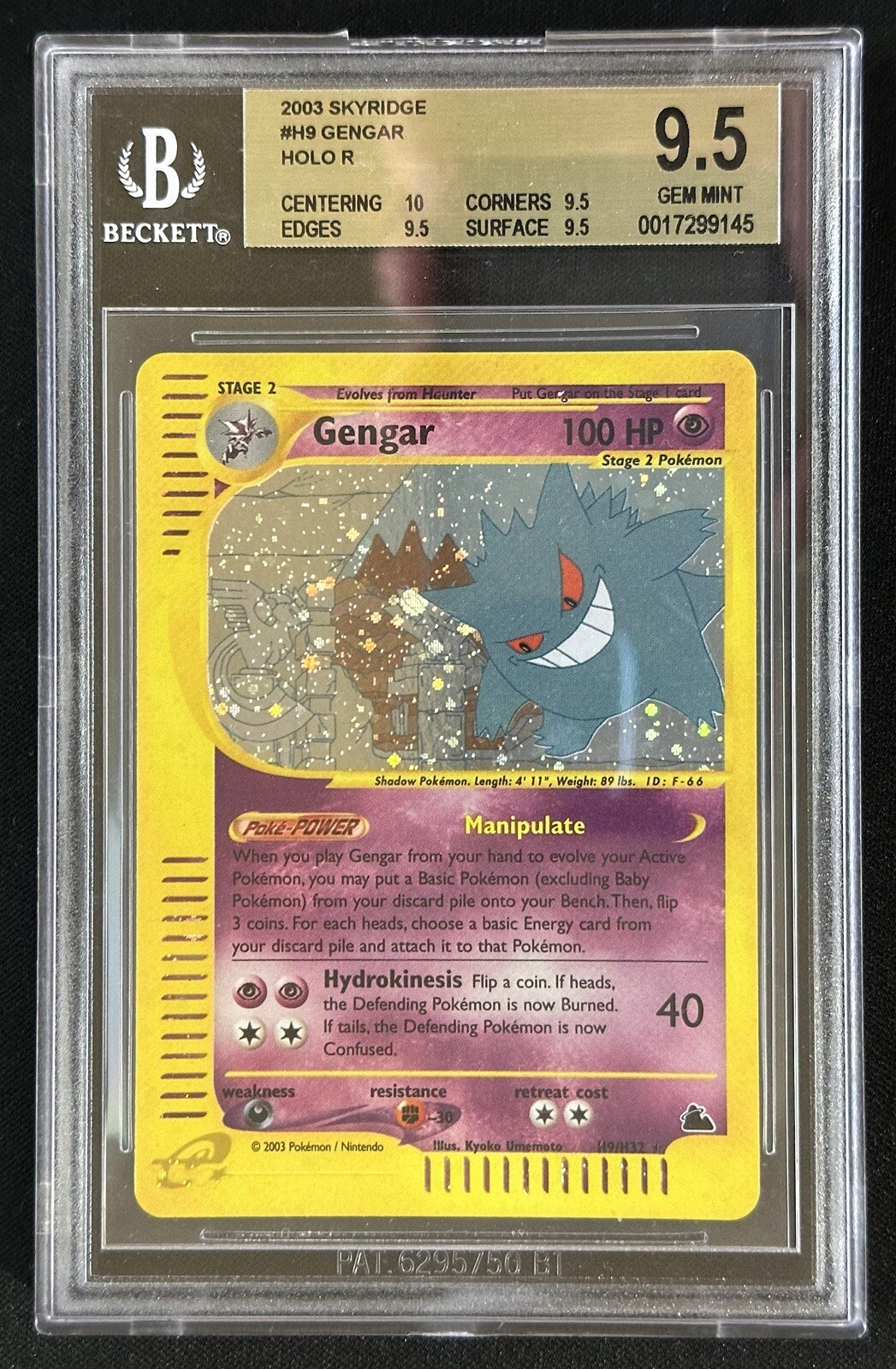 BGS QUAD 9.5 GEM MINT Gengar Holo H9/H32 2003 Skyridge Pokemon Card | eBay