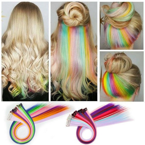 25+Colors Highlight For Human Hair Extension Clip in Piece Real Natural ...
