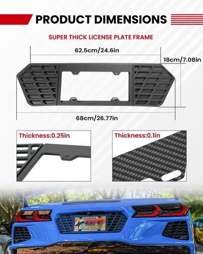 Aluminum & Carbon Fiber License Plate Frame for C8 Corvette ST Z51 2020 ...