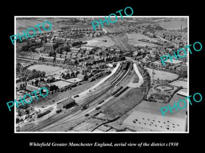 OLD LARGE HISTORIC PHOTO WHITEFIELD MANCHESTER ENGLAND TOWN AERIAL VIEW ...
