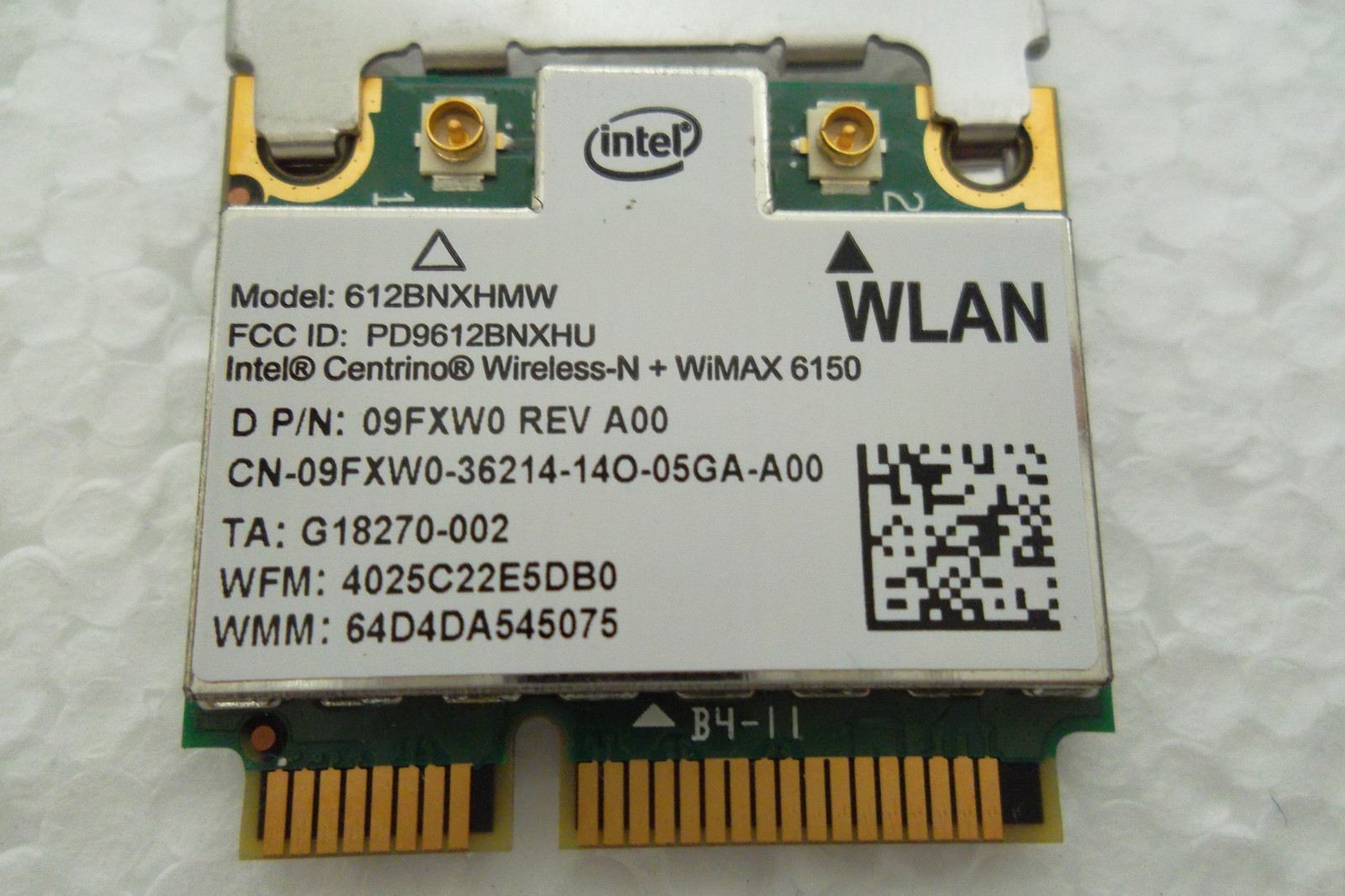 Dell IBM Intel Centrino Wireless-N +WiMAX 6150 WLAN Card 300Mbps ...