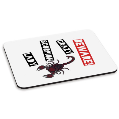 Beware Crazy Scorpion Lady PC Computer Mouse Mat Pad - Funny Animal ...