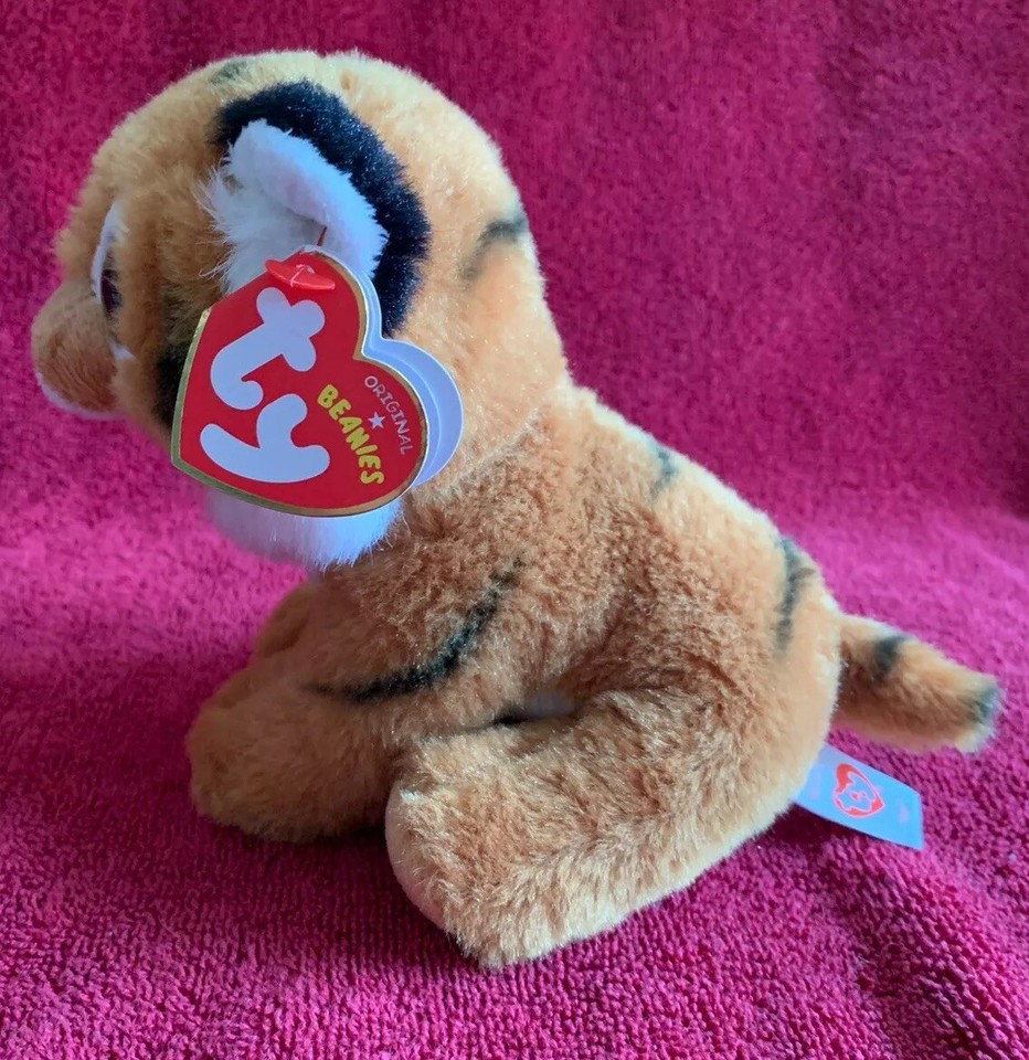 TY Beanie Babies TIGGS Brown Tiger Sparkle Eyes VelveTy 6” Soft Plush ...