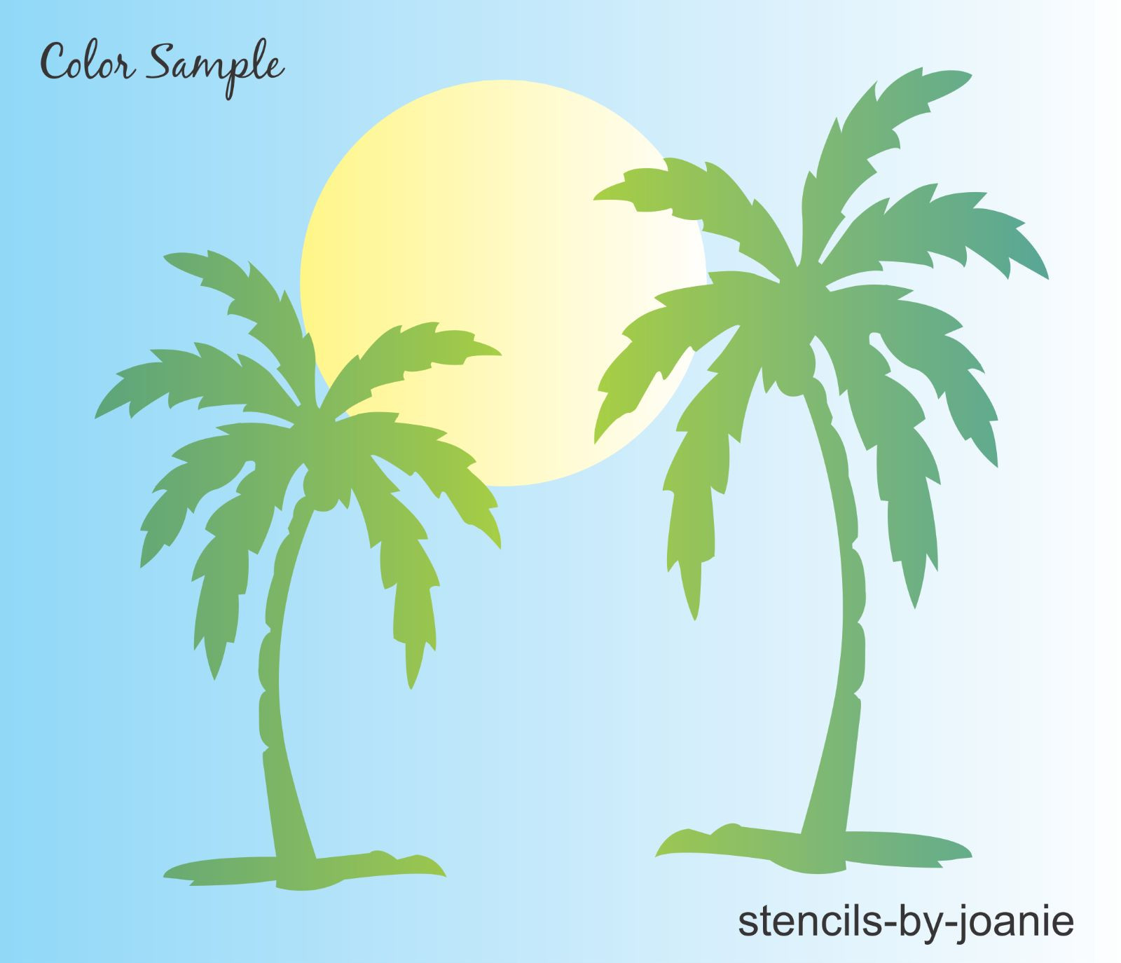 Beach Tree Stencil 10" 8" Palm Date Coconut Tropical Sun Moon DIY Craft ...