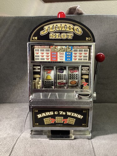 Jumbo Slot Machine BARS & 7S Win Savings Bank Lights 14.5"x8"x6" Man ...